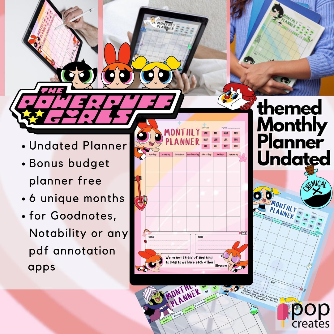 Powerpuff Girls Themed Monthly Planner Digital Template PDF Printable ...