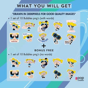0.99c Bubbles Powerpuff Girls Digital Stickers | Digital Planner PNG ...