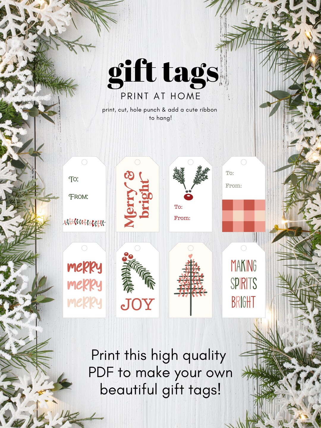 Printable Gift Tags // Boho Christmas Gift Tags // Christmas - Etsy