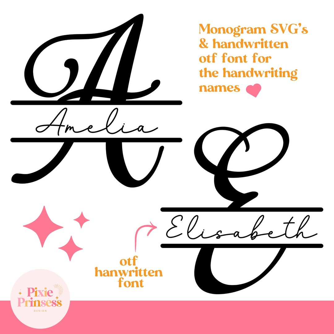 Split Monogram SVG Bundle, Split, Wedding Monogram, Family Name Frame ...