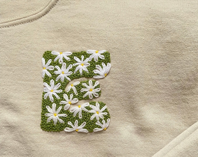 Embroidered Flower Custom Name Shirt, Floral Initial Letter Shirt, Back ...