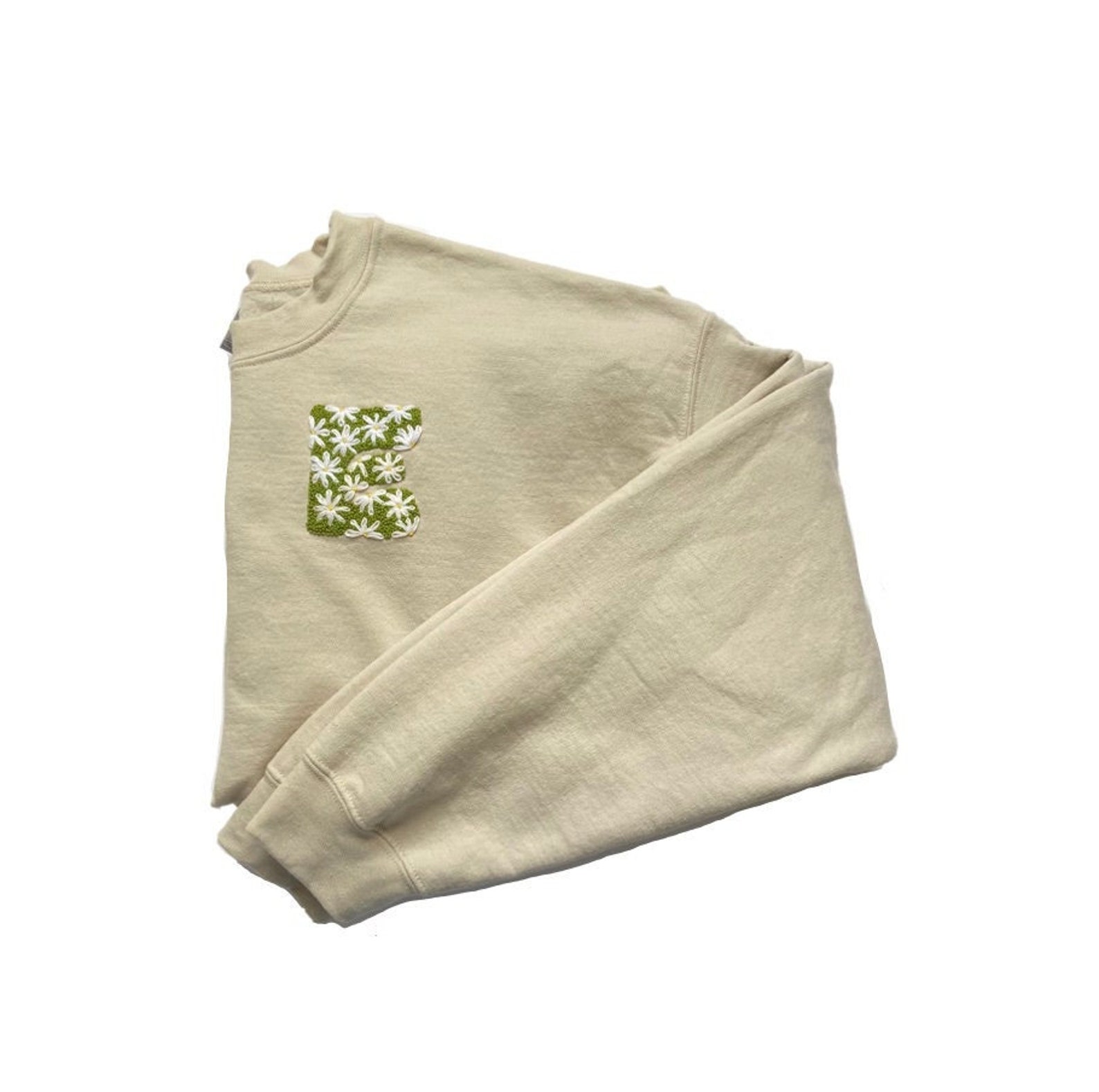Hand Embroidered X Initial Crewneck Sweatshirt X Floral Embroidered ...