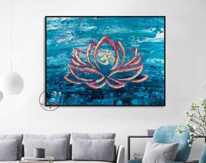 Abstract Indian Om Painting on Canvas | Modern Indian Art | Original Painting | Large Indian ...