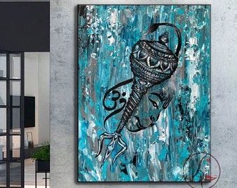 Handmade Lord Hanuman Abstract Acrylic Canvas Painting, Canvas Wall Art ...