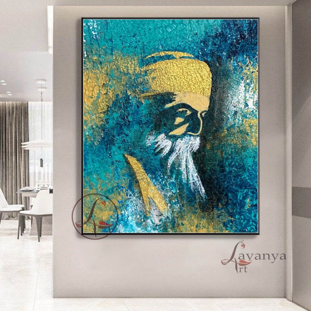 Large Guru Nanak Art: Abstract Sikh Painting, Gurudwara Decor - Etsy