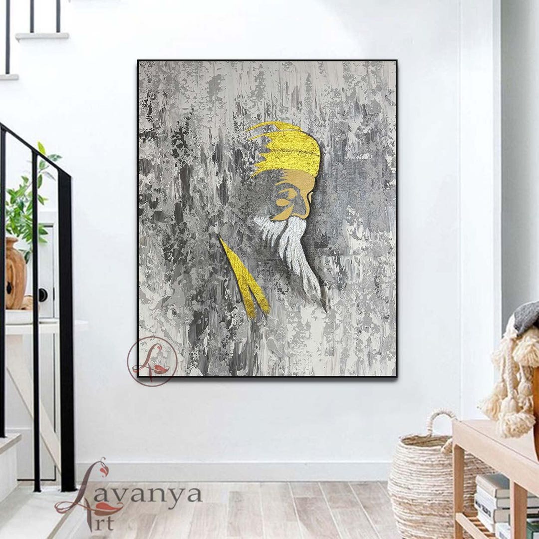 Guru Nanak Dev Art: Abstract Sikh Painting on Canvas - Etsy