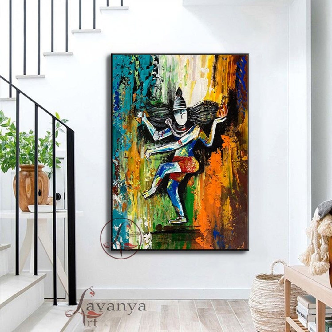Shiva Nataraja Indian Abstract Painting Indian Wall Art Decor Large ...