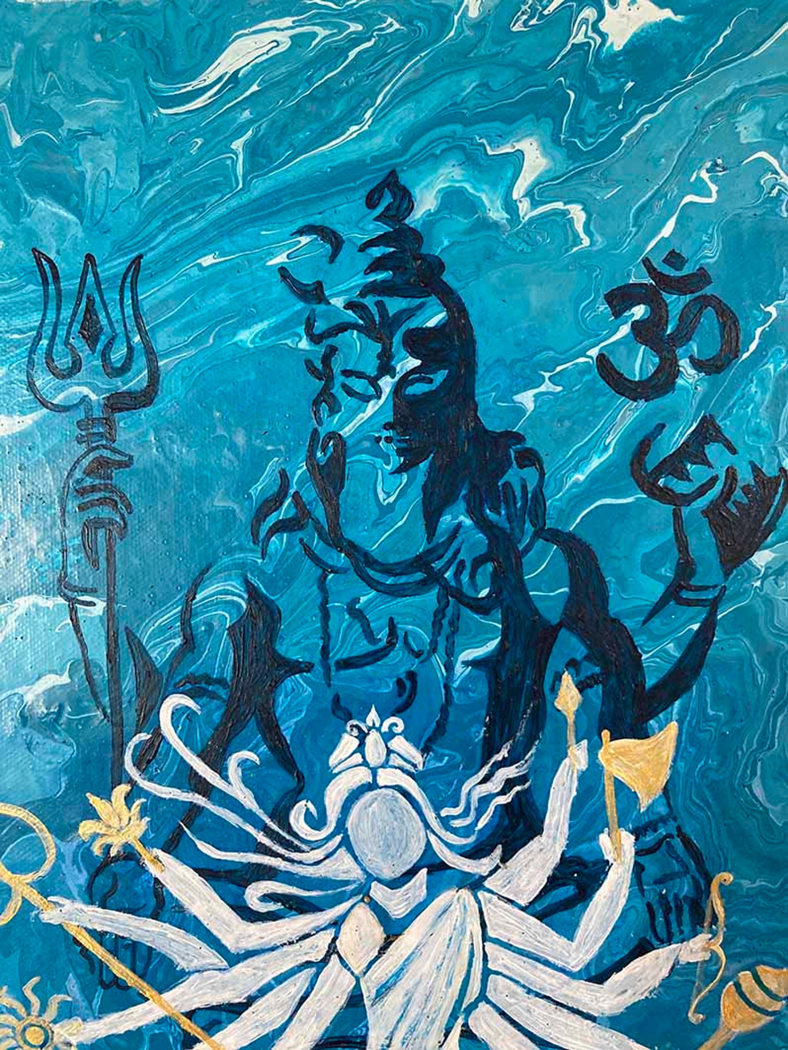Shiva Shakti Paintingdurga Contemporary Modern Abstract Style - Etsy