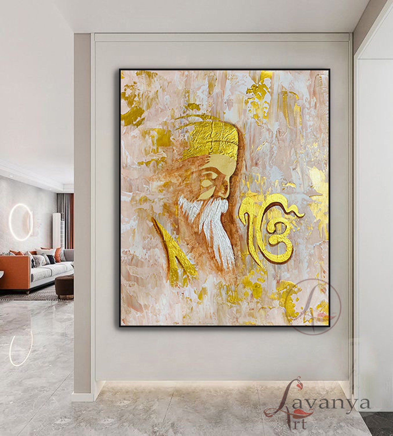 Modern Abstract Sikh Art- Indian Guru Nanak Art on Canvas- Gurudwara ...