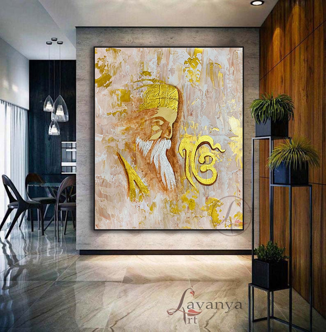 Modern Abstract Sikh Art- Indian Guru Nanak Art on Canvas- Gurudwara ...