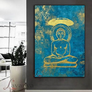 Mahavir Swami Ji Jain Spiritual Canvas Abstract Painting Idol Intricate ...