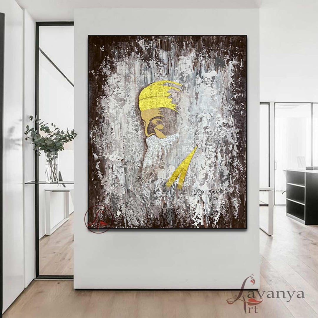 Modern Abstract Sikh Art Indian Guru Nanak Art on Canvas Gurudwara ...