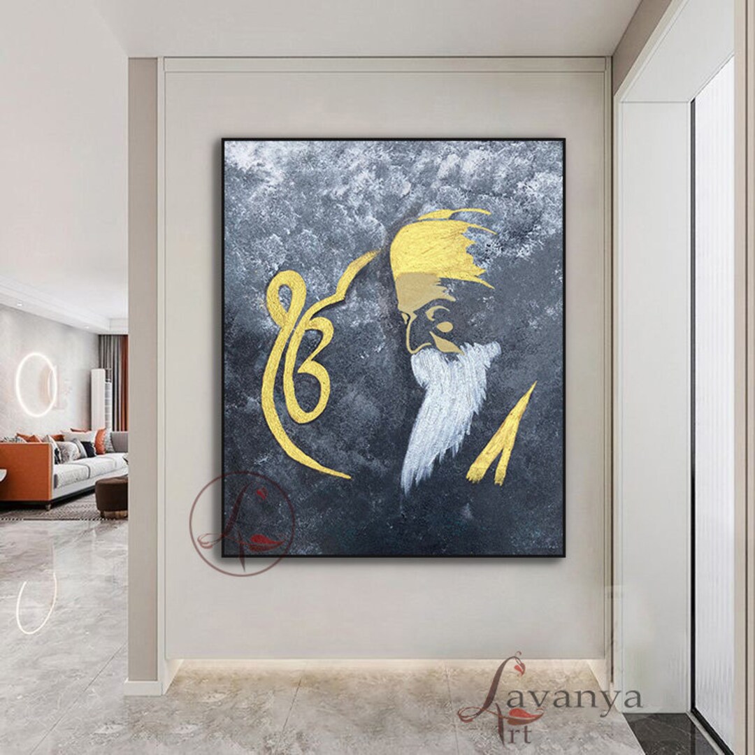 Guru Nanak Abstract Painting, Modern Wall Art Decor, Original Painting ...