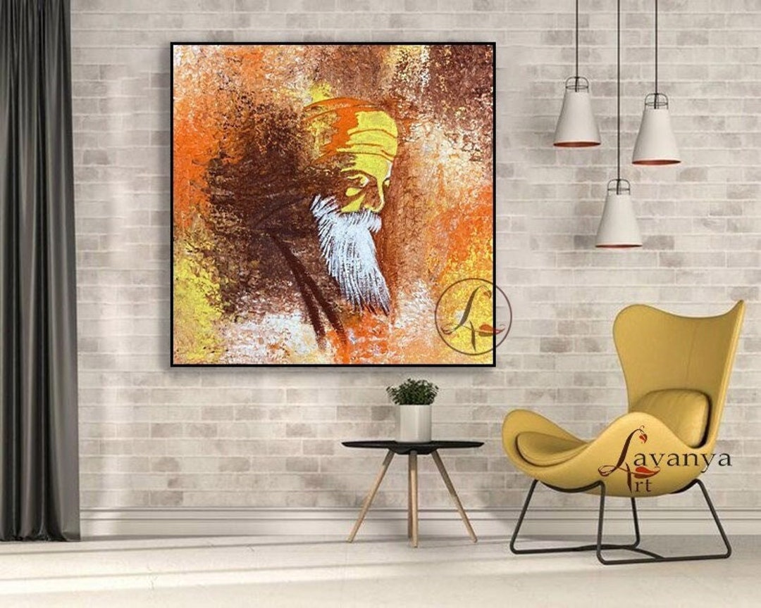 Guru Nanak Dev Ji Painting: Abstract Sikh Art on Canvas - Etsy
