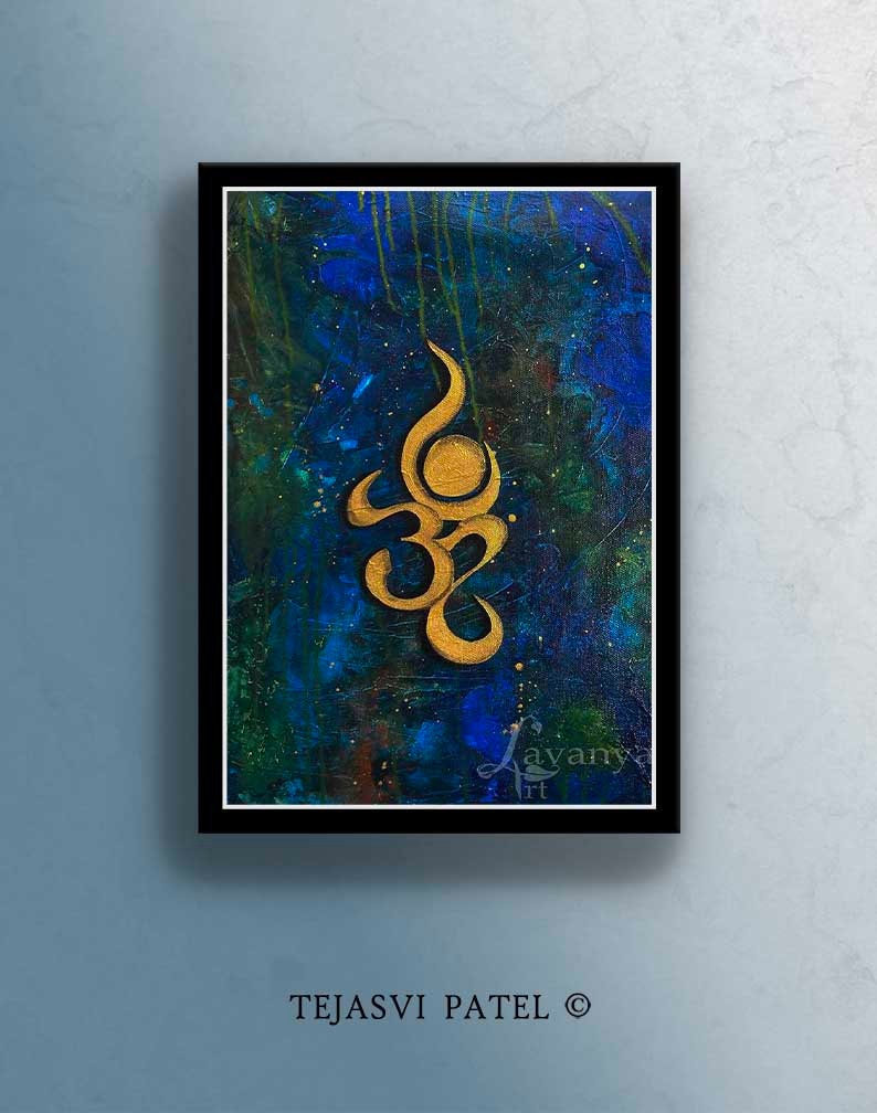 Golden Om Wall Artindian Om Paintingom Shanti - Etsy