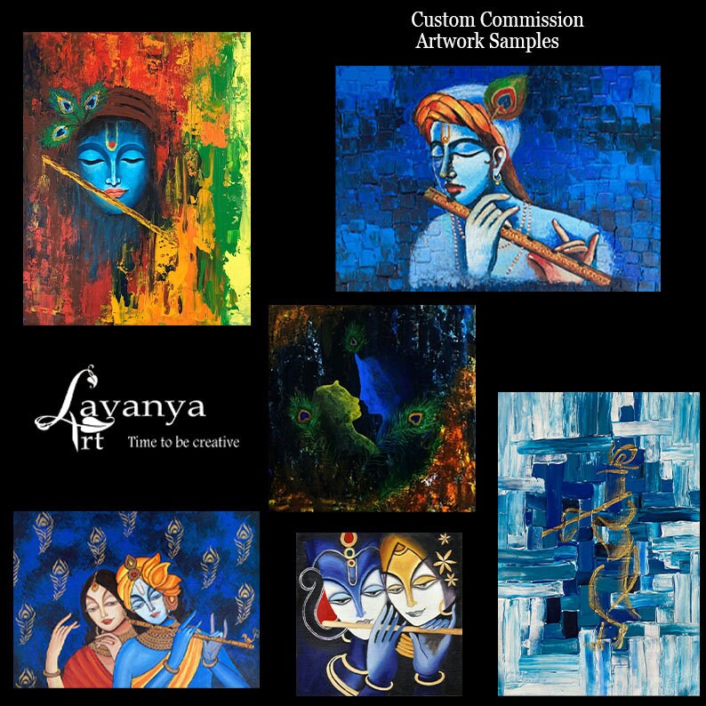 Krishna Painting Modern Indian Art Radha Krishna Asian Art - Etsy