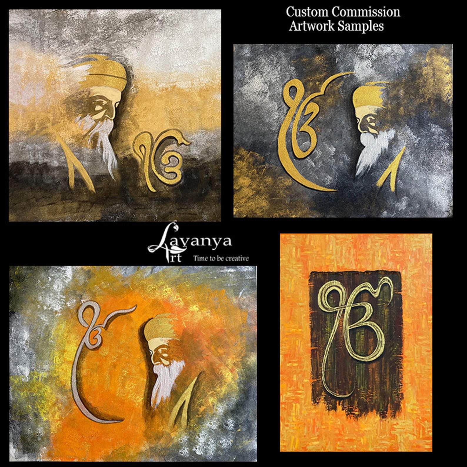 Modern Abstract Sikh Art- Indian Guru Nanak Art on Canvas- Gurudwara ...
