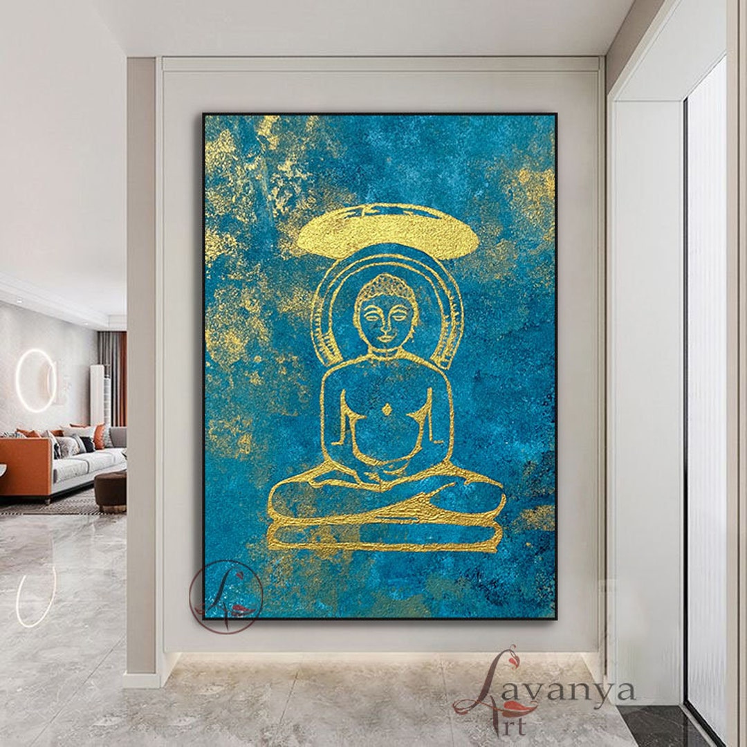 Mahavir Swami Ji Jain Spiritual Canvas Abstract Painting Idol Intricate ...