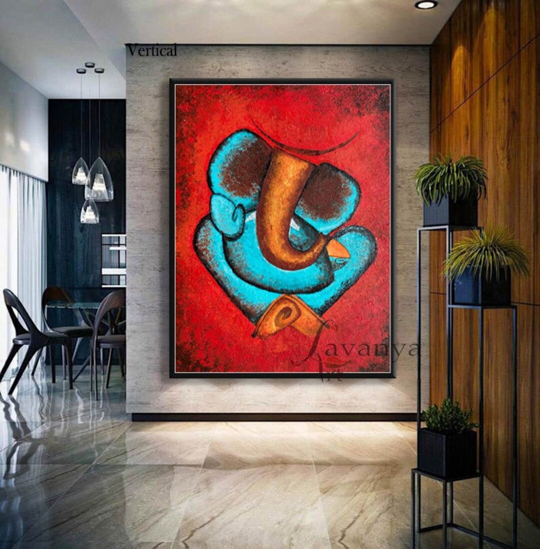Abstract Ganesha Painting on Canvas Original Acrylic Painting, Extra ...