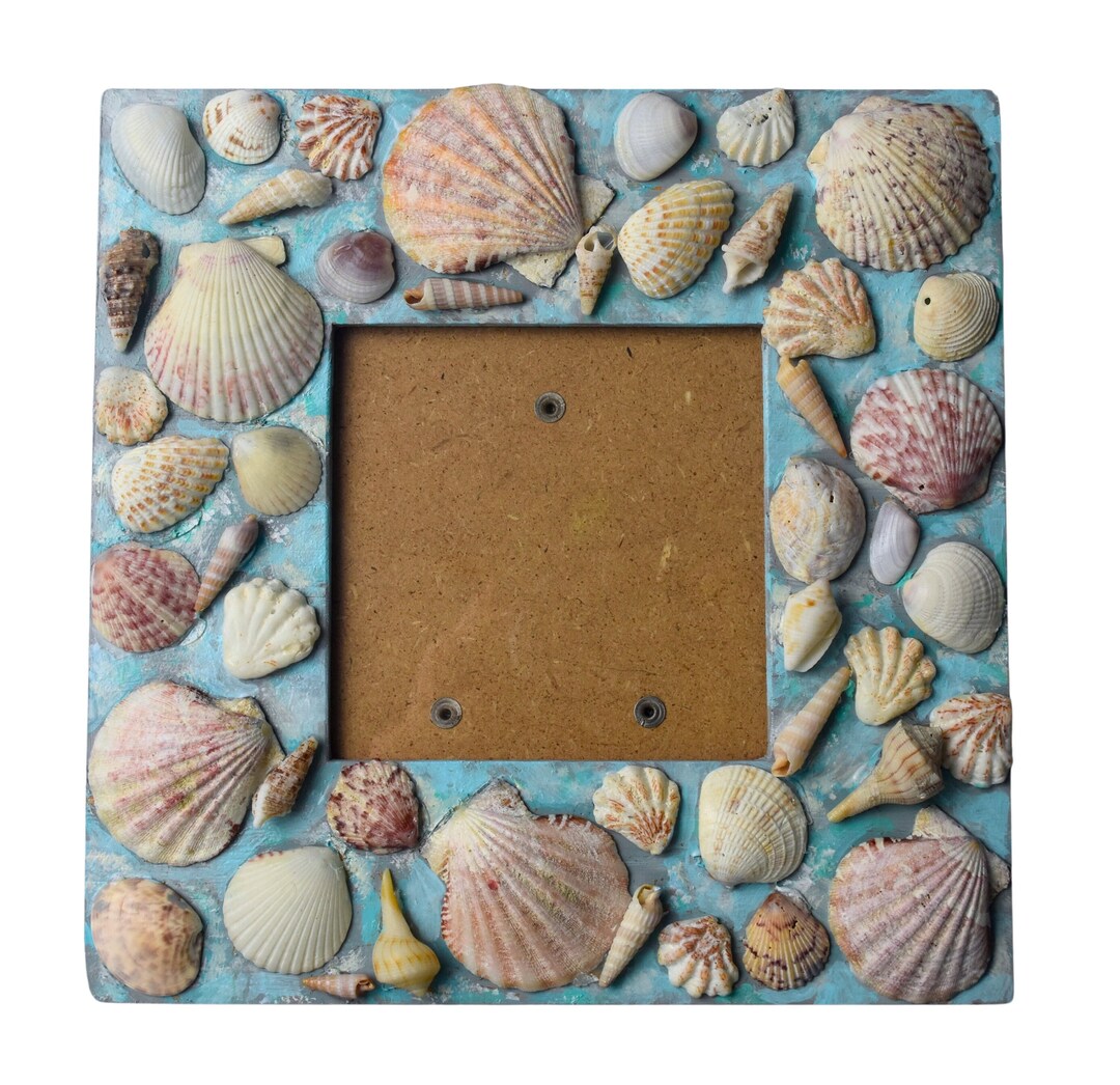 Small Seashell Frame, Frame With Shells, Shell Wood Rustic Frame, Beach ...