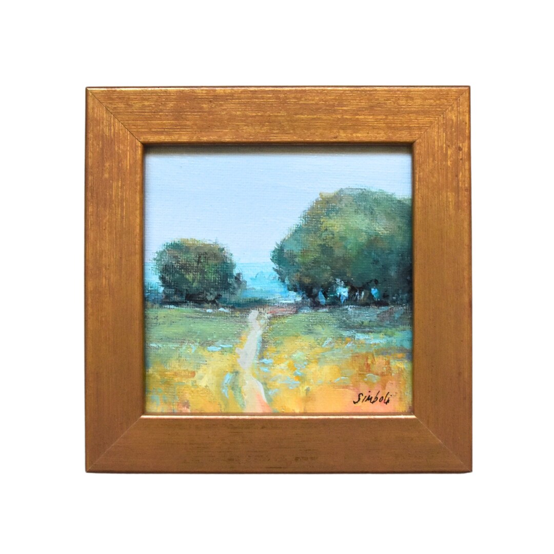 Original Framed Mini Landscape Painting, Small Framed Nature Scene ...