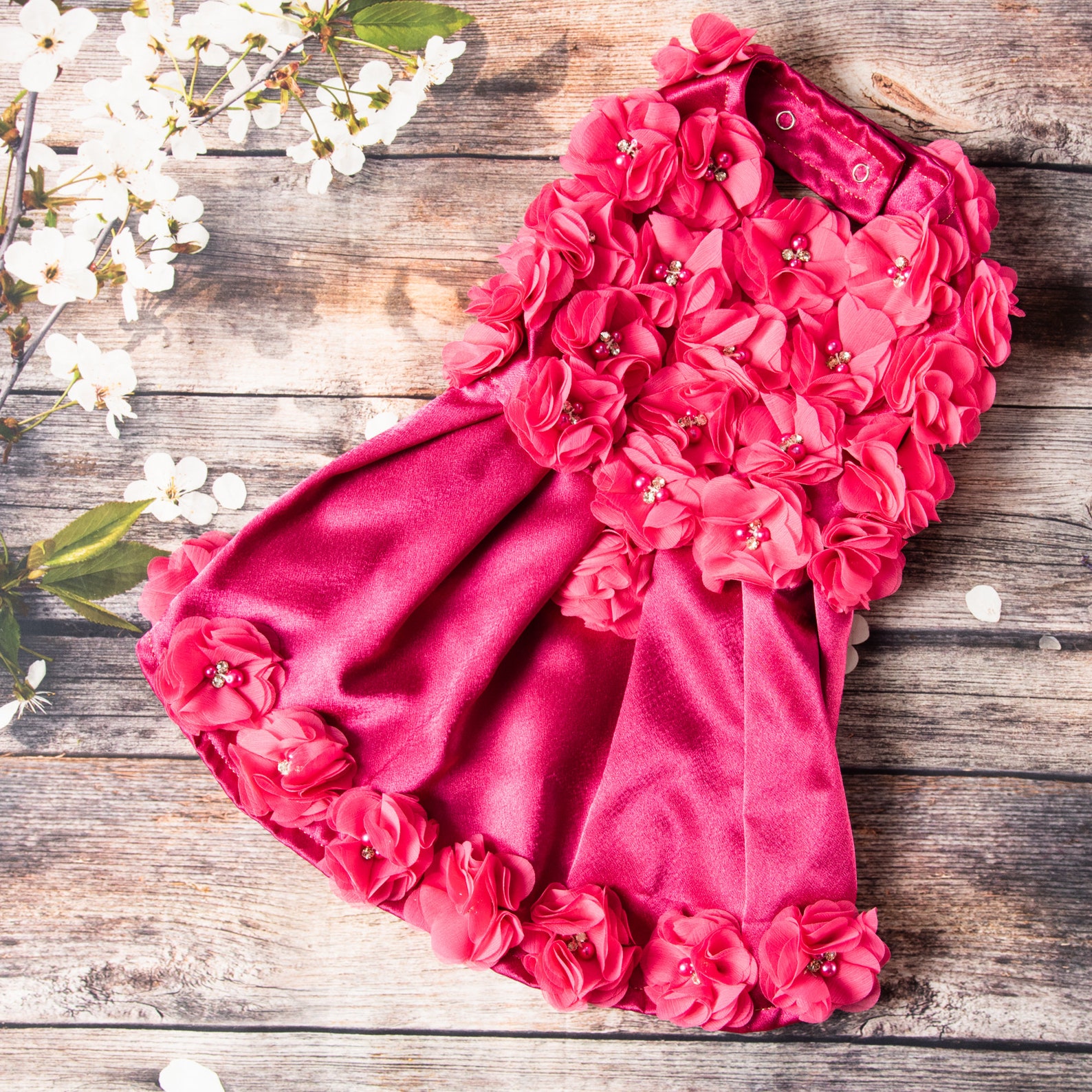 OOK Pink Opulence Special Occasion Dog Dress With Adorned With - Etsy