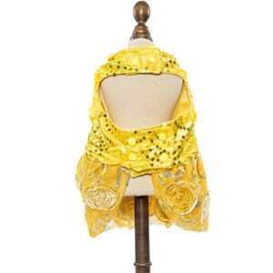 Luxury Yellow Designer Dog Dress With Sequence, Lace Flowers and ...