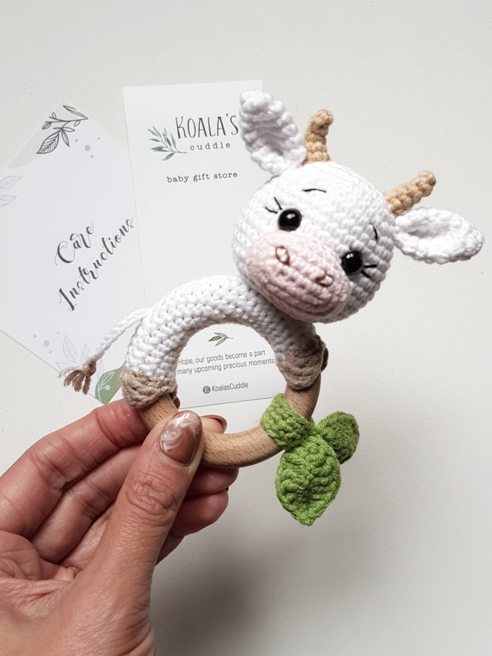 White Crochet Cow Baby Rattle as the Part of the Baby Shower | Etsy