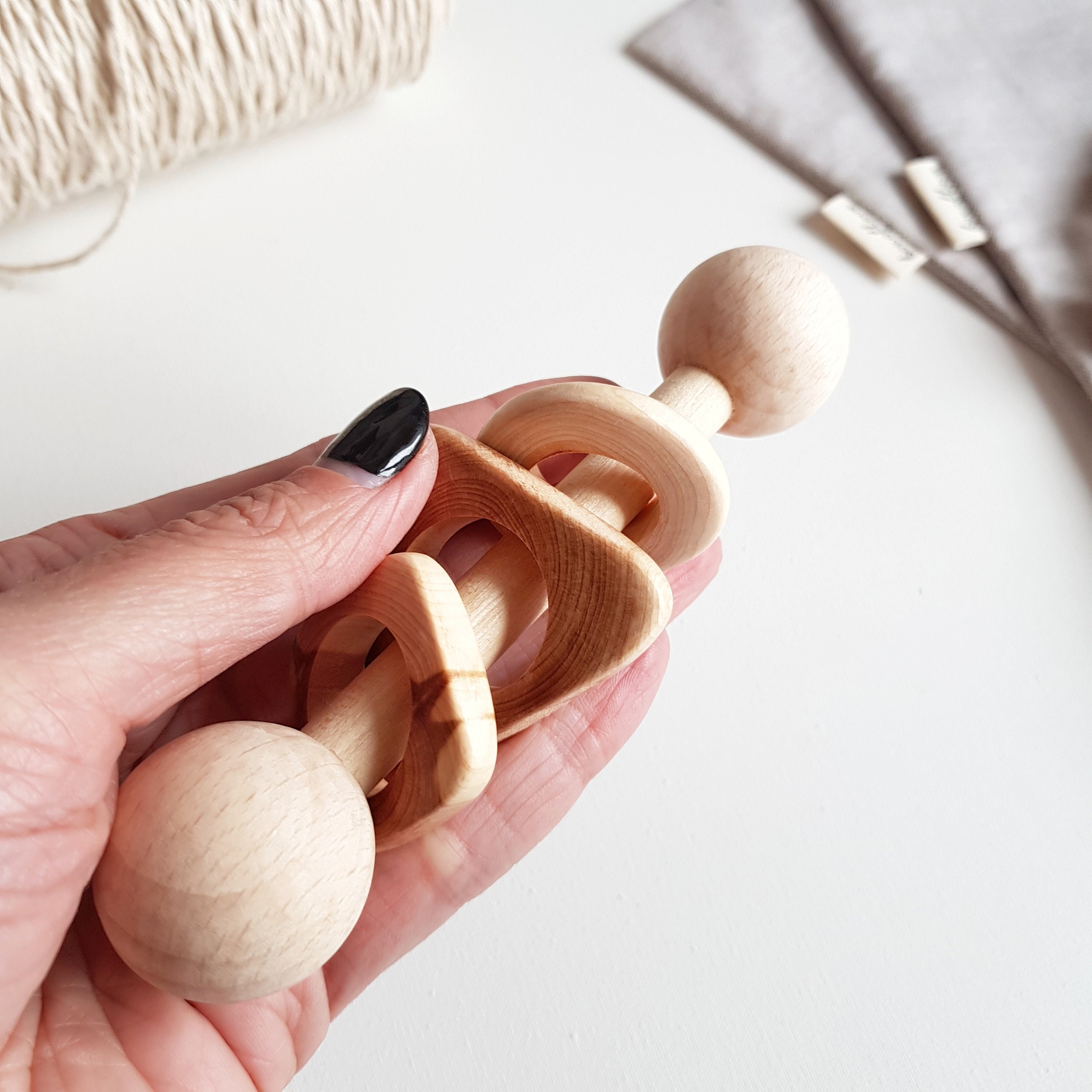 Monressory educational baby wooden rattle Handmade wooden | Etsy