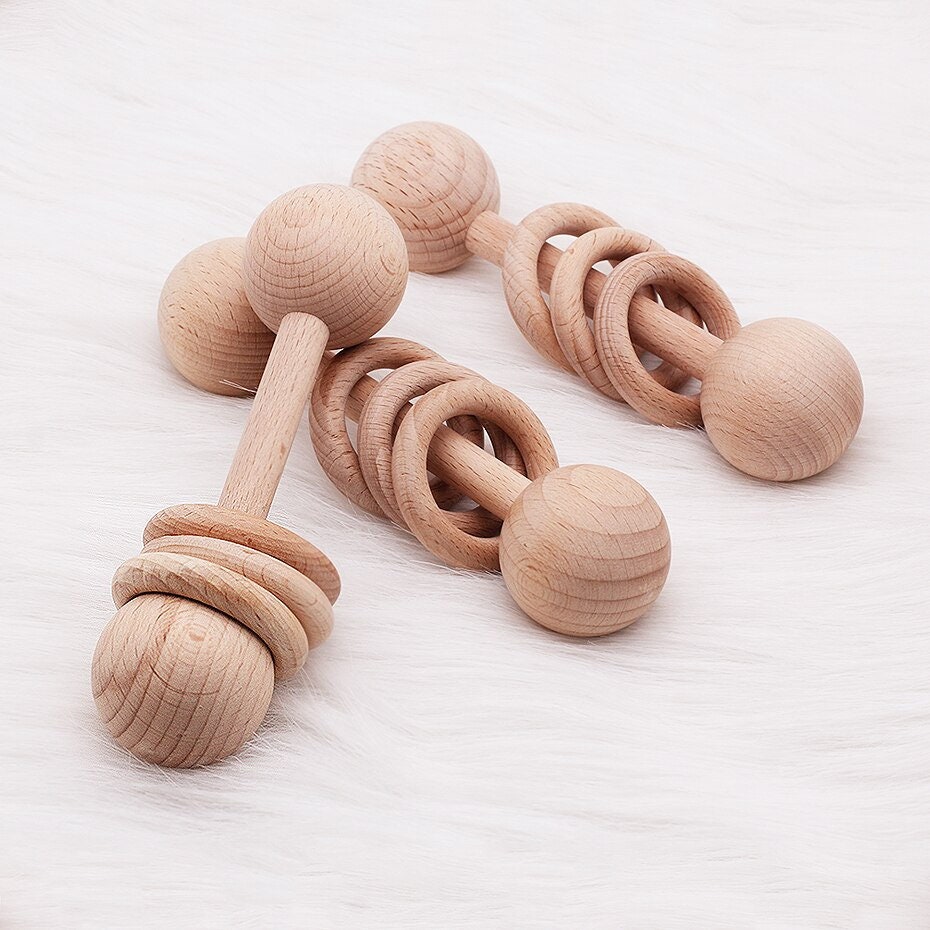 Monressory educational baby wooden rattle Handmade wooden | Etsy
