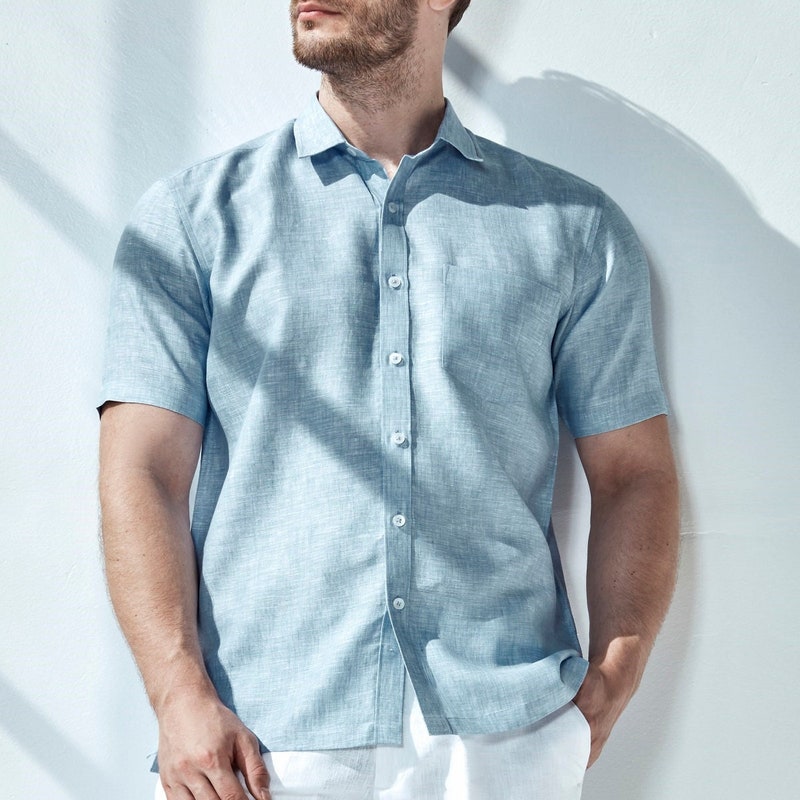 Men's Half Sleeve Linen Shirts - Etsy