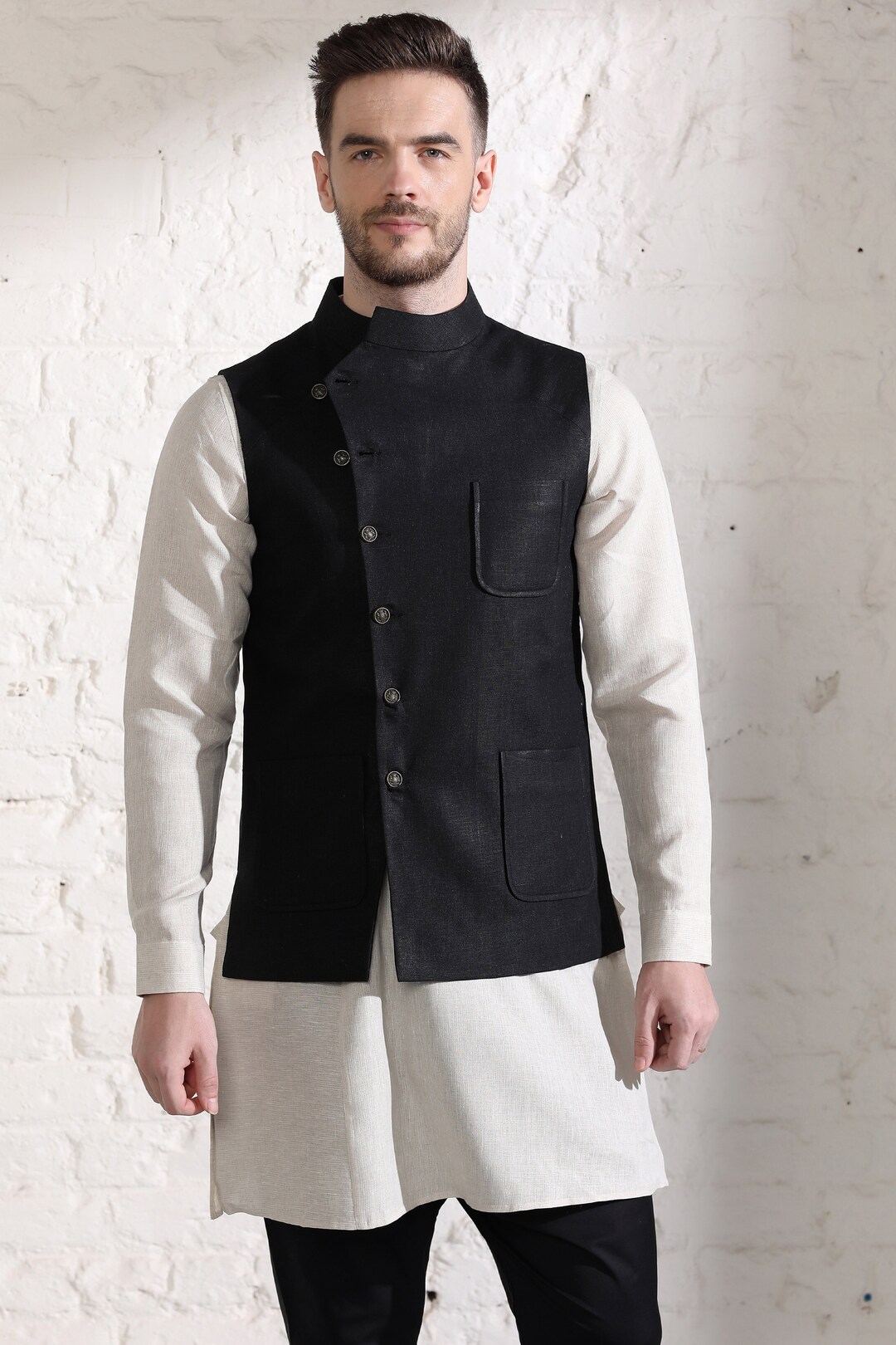 The Twist Linen Nehru Jacket - Etsy