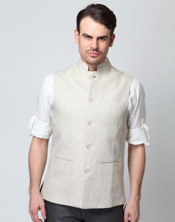 Vintage Men's Linen Nehru Jacket 100% Linen Jacket | Etsy