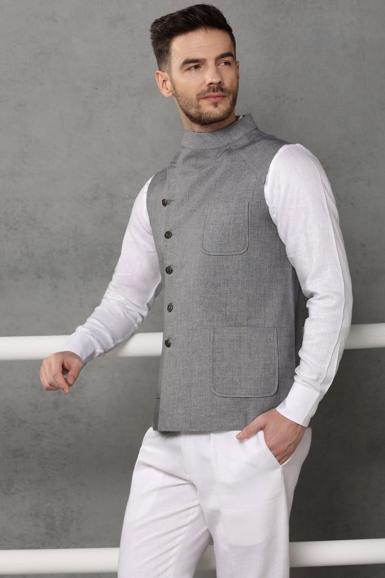 The Twist Linen Nehru Jacket - Etsy
