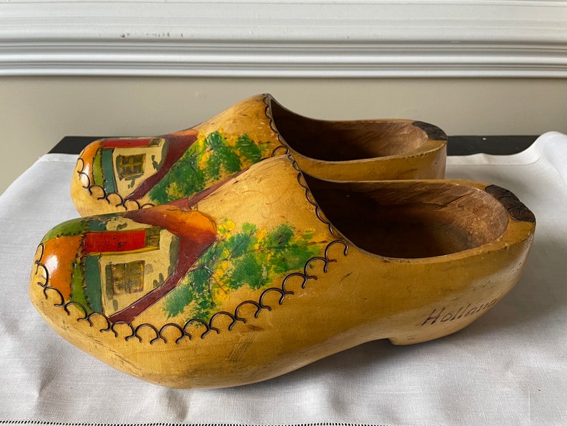 Rare Very Large Pair of Dutch Wooden Handpainted Clogs Classic Holland ...