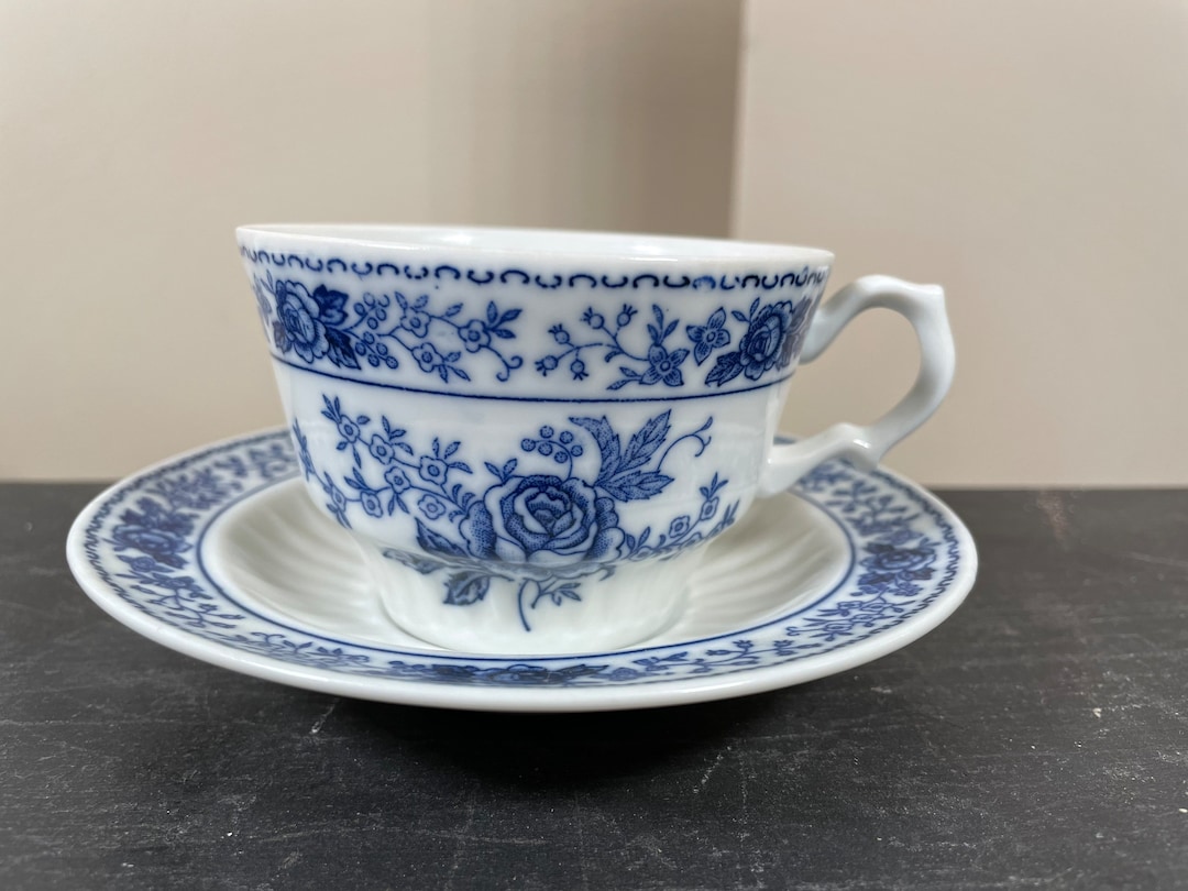 Inarco Japanese Blue Rose Pattern Tea Cup and Saucer - Etsy