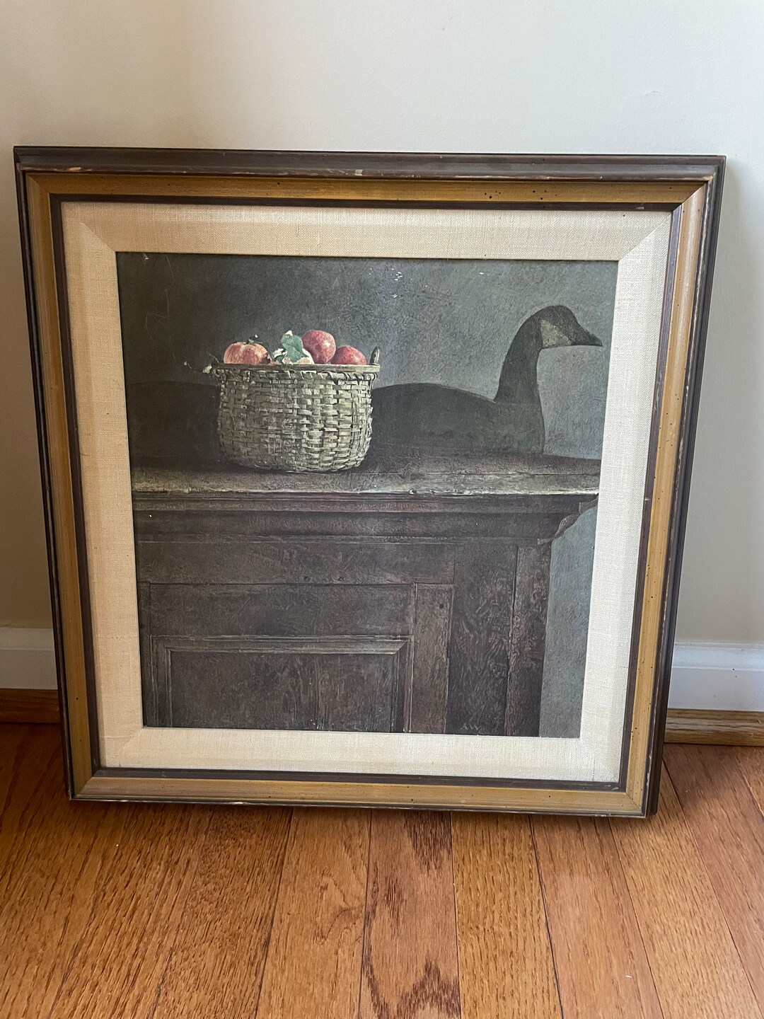 Andrew Wyatt Wolf Rivers Rustic Duck and Apples 1977 Large Wooden ...