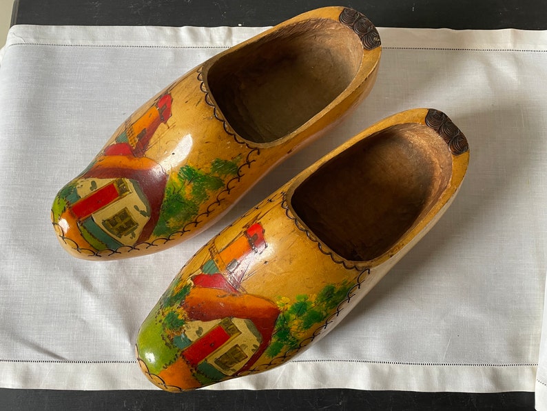 Rare Very Large Pair of Dutch Wooden Handpainted Clogs Classic Holland ...