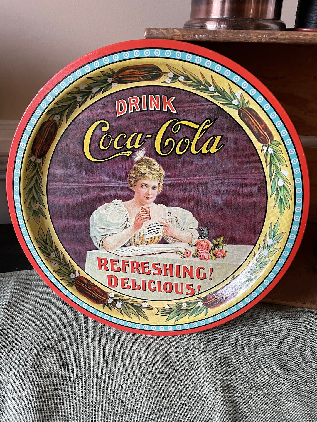 75th Anniversary Coca Cola Tin Tray Advertising Logo Platter Numbered ...