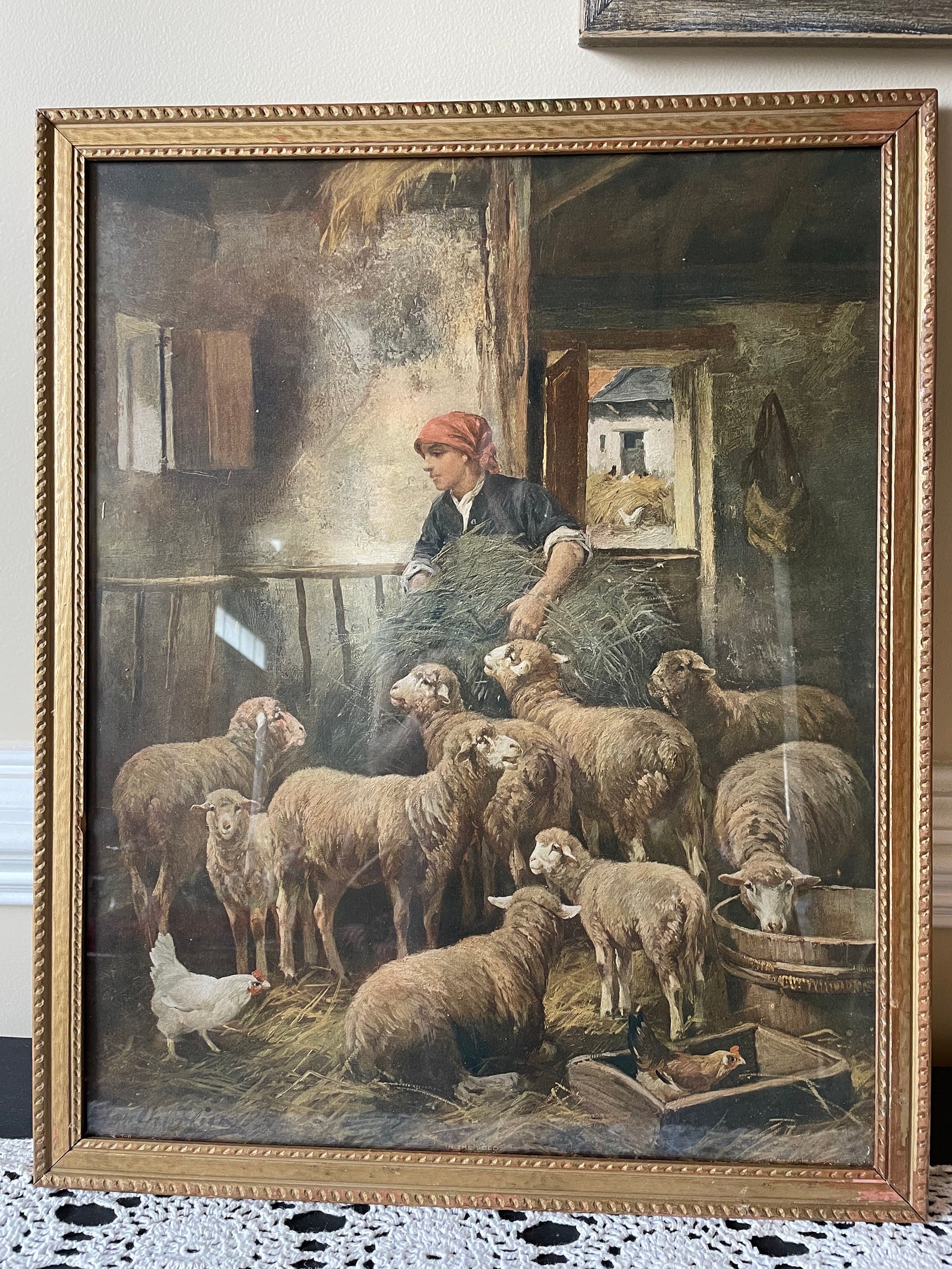 Rare Old Charlier Sheepfold Framed Print Shepherd Feeding Time - Etsy