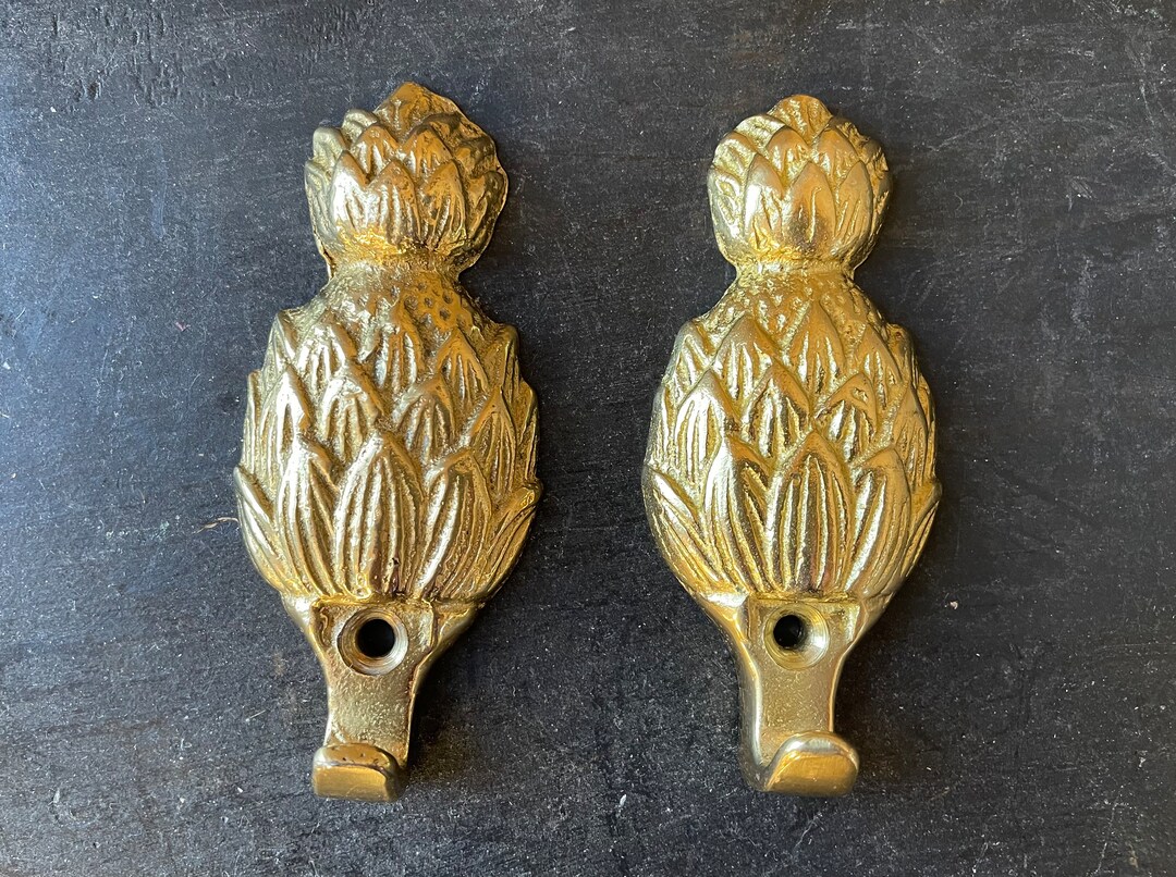 Vintage Brass Pineapple Wall Hooks Set of 2 - Etsy