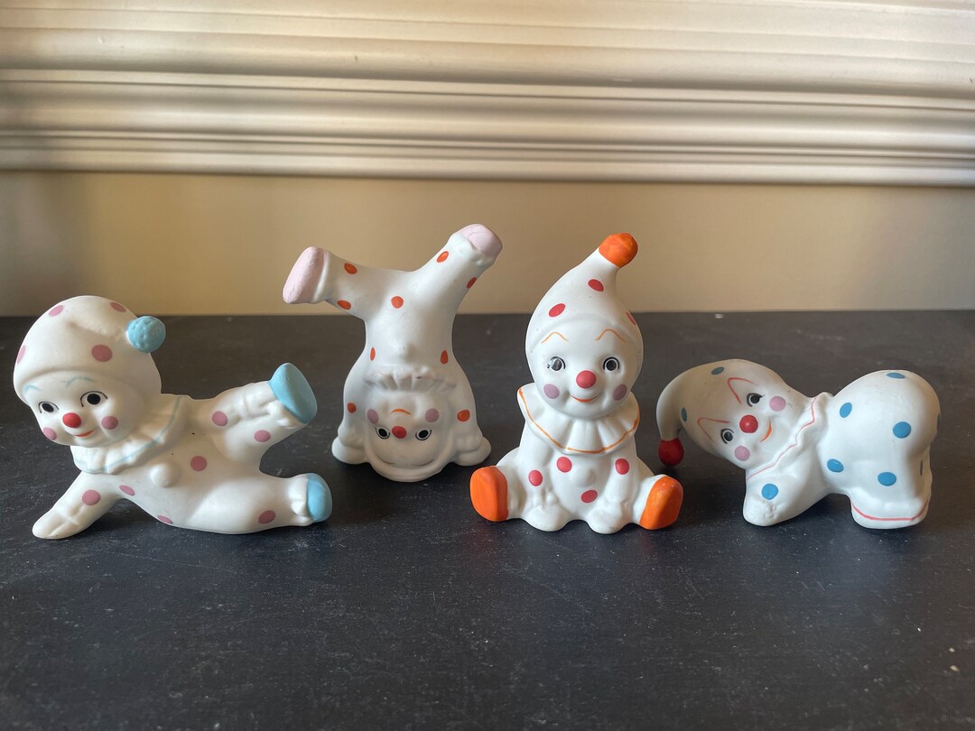 Jamestown Tumbling Baby Clowns Set of 4 Polka Dot Porcelain Figurines ...