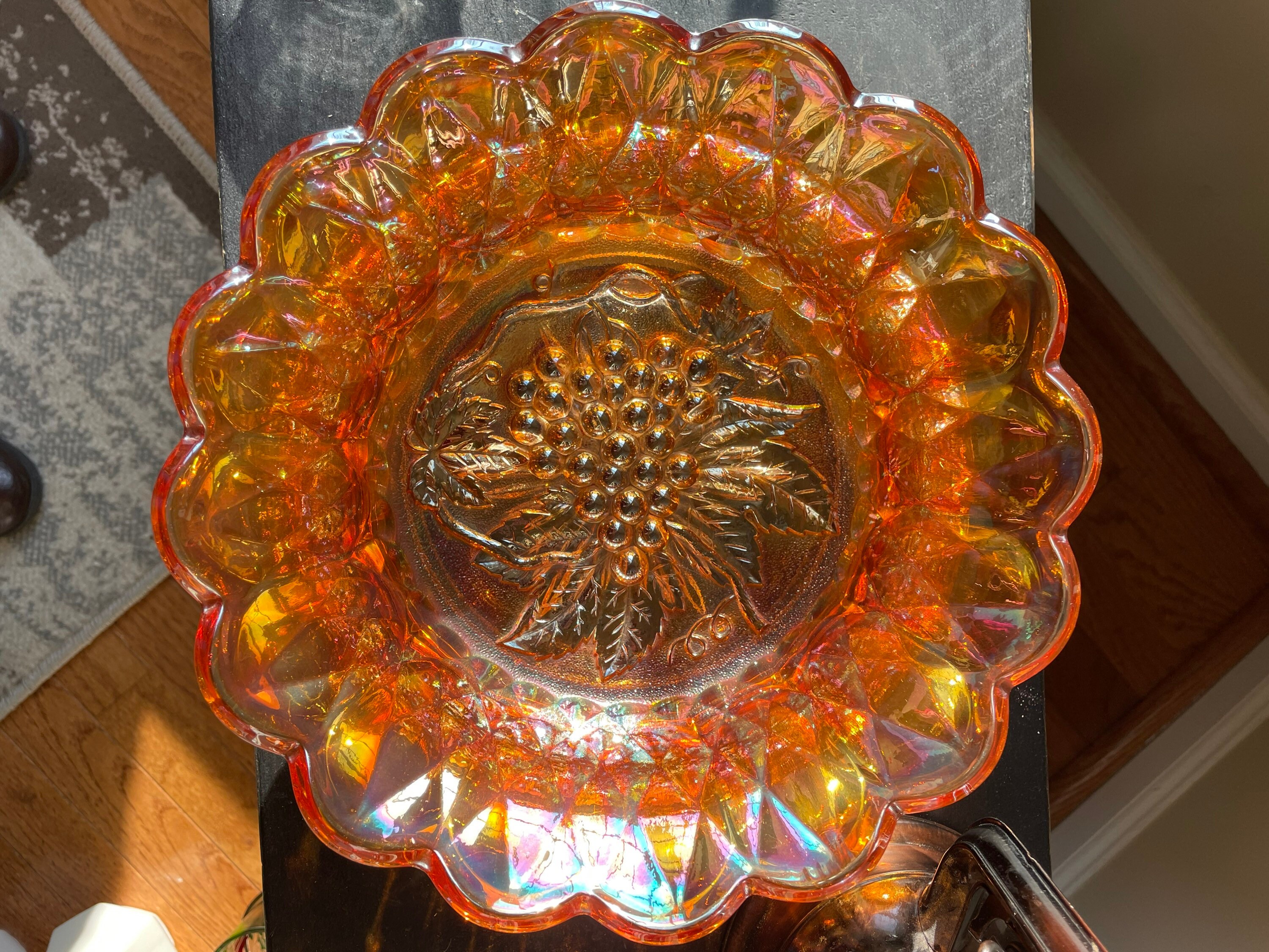 1970s Fenton Deep Orange Carnival Glass Grape Bowl 9 X 3.5 - Etsy