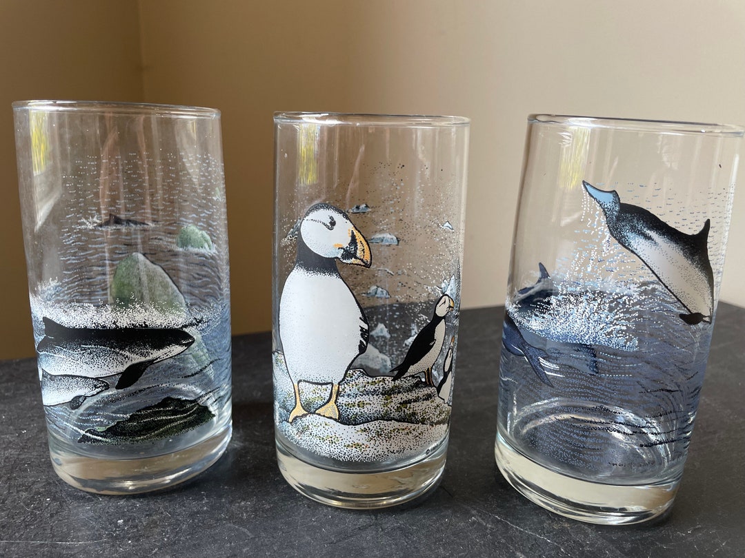 Irving Oil Limited Edition Ocean Life Glass Tumblers 1989 Puffin Whales ...