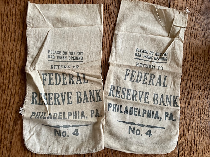 Pair of Vintage Federal Reserve Bank Bags Philadelphia Money Bags - Etsy