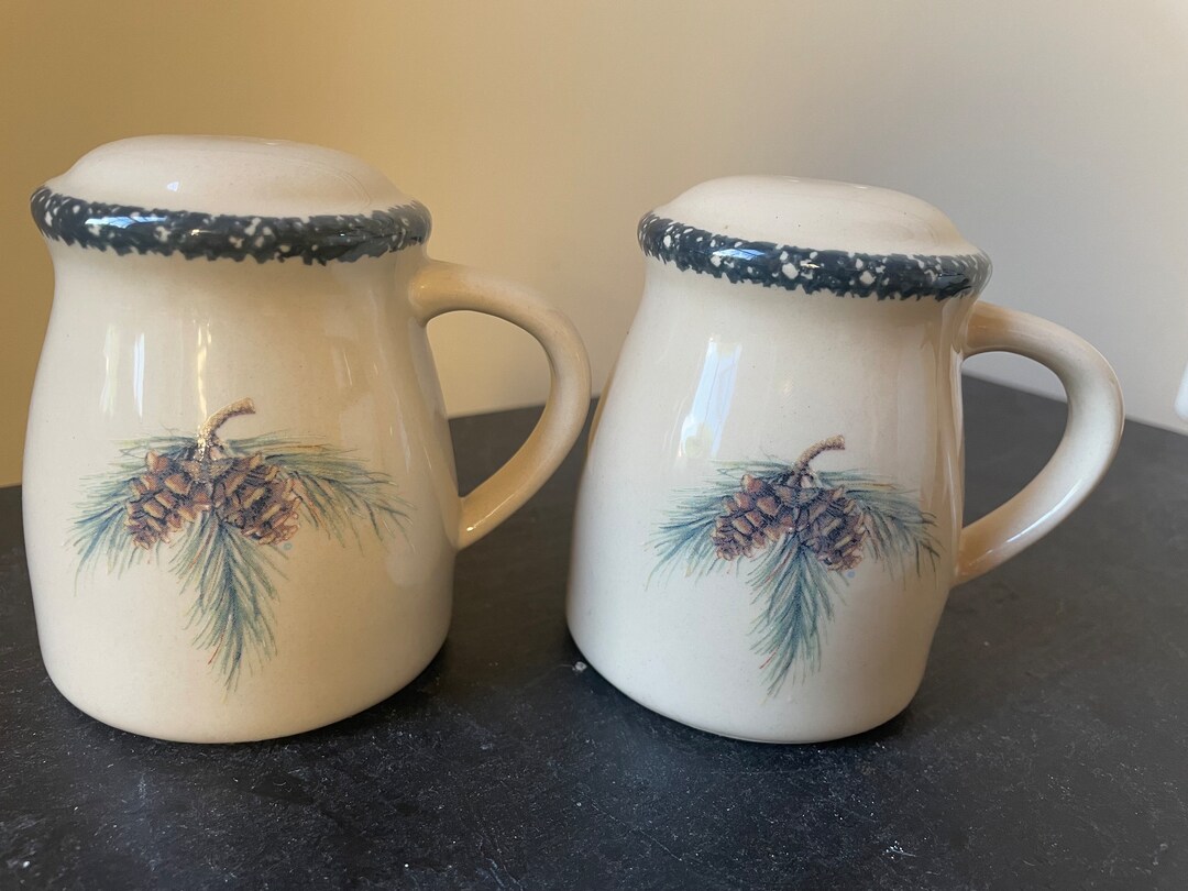 Collectible Stoneware Winter Pine Salt & Pepper Shakers With Handles - Etsy