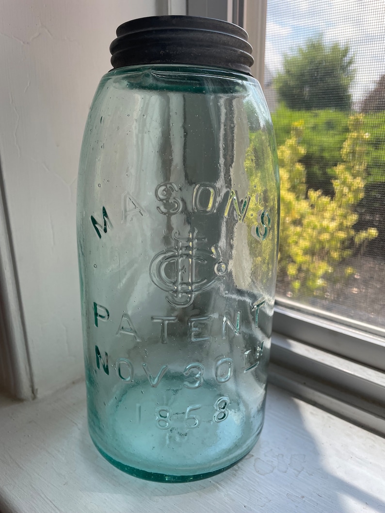 Rare Antique Mason Light Aquamarine Aqua Blue Patent Nov 30th 1858 ...