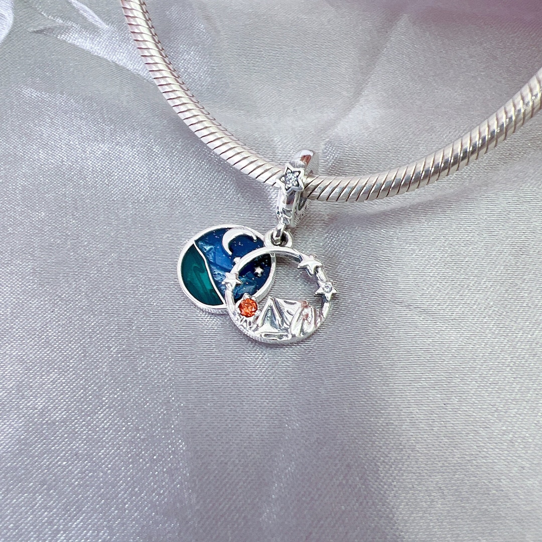 Camping Night Sky Double Dangle Charm, Charms for Bracelet, Girl Dangle ...