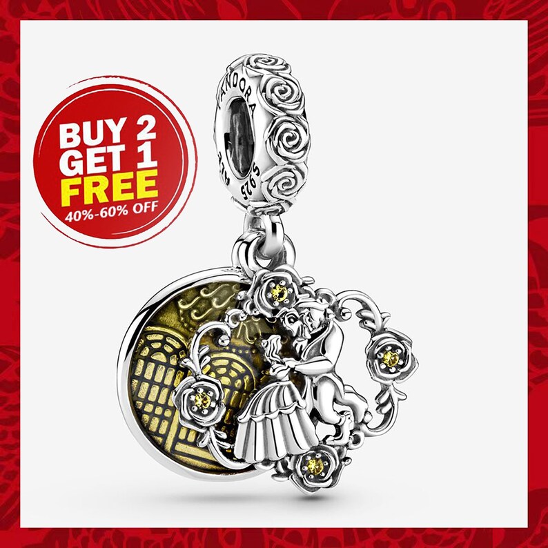Disney Beauty and the Beast Dancing Charm, Charms for Bracelet, Girl ...