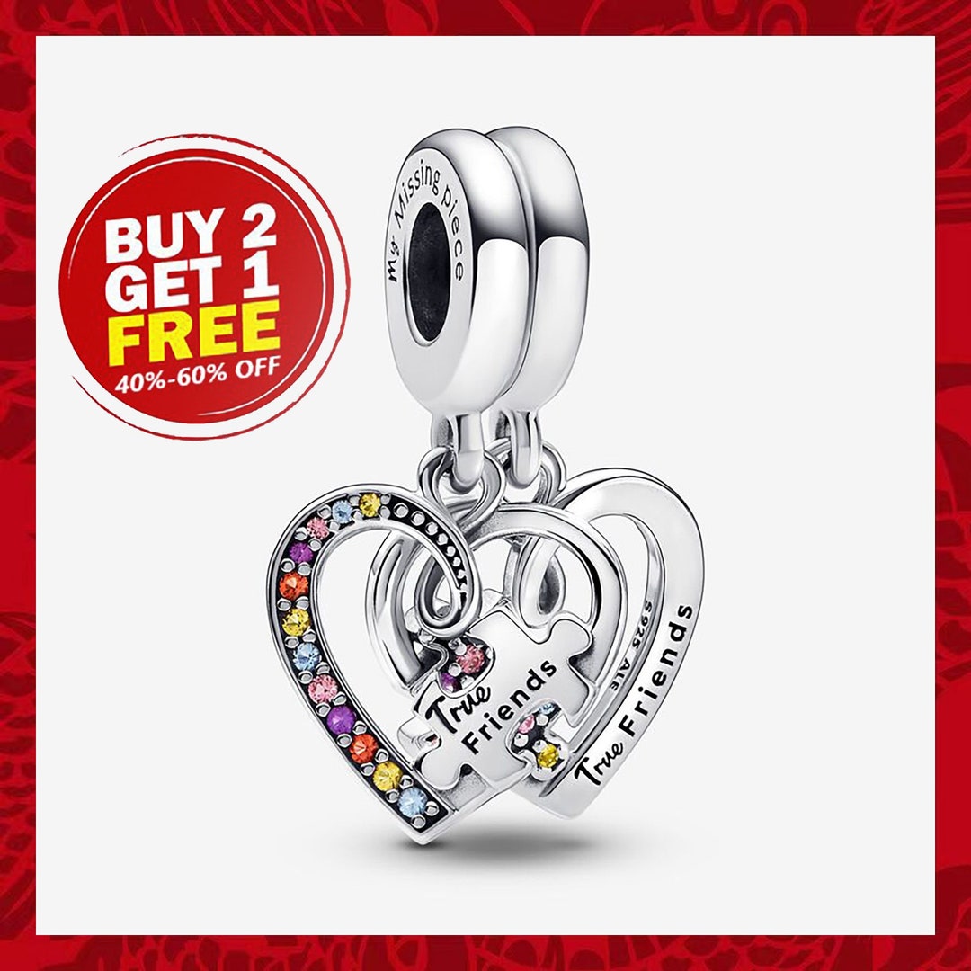 Puzzle Piece Hearts Splittable Friendship Dangle Charm, Charms for ...